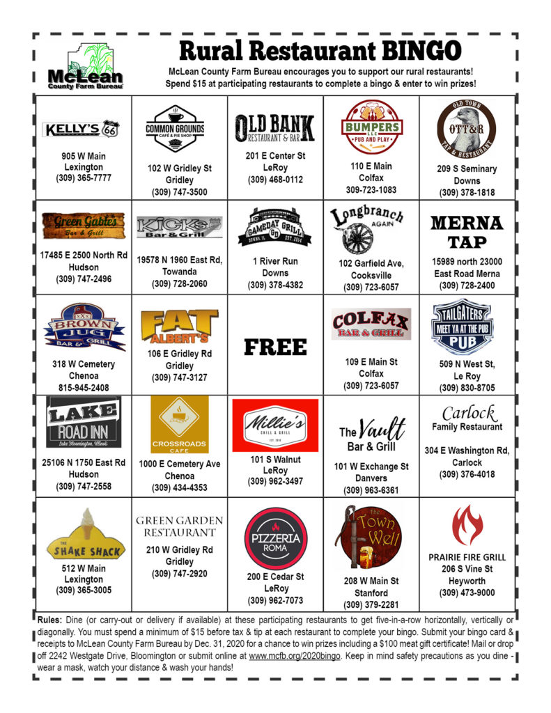 Rural Restaurant Bingo – McLean County Farm Bureau